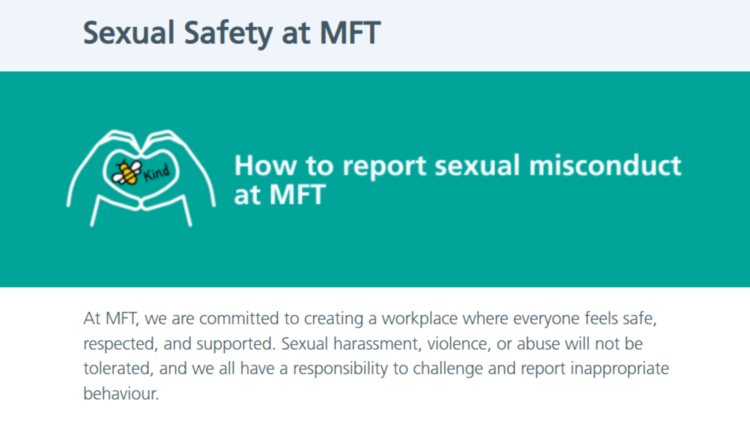 Sexual Safety at MFT – Clinical and Scientific Services News